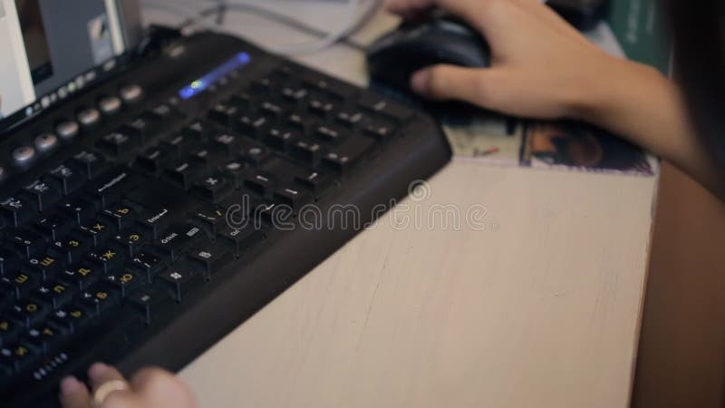 Close Up View of Person Working with Computer Keyboard. Stock Footage ...