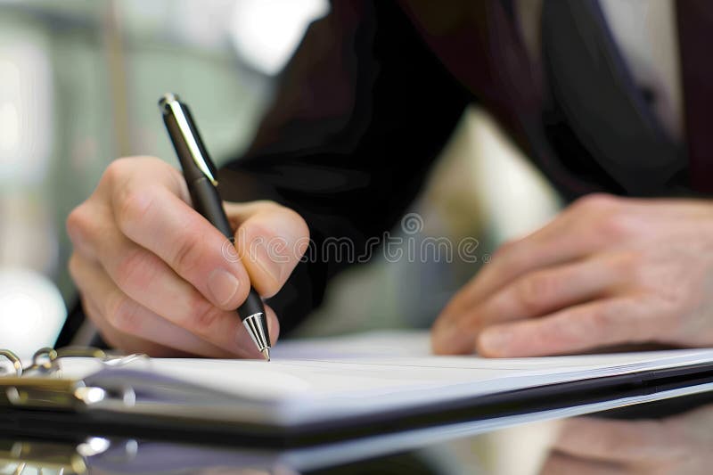 Close-up View of a Person Writing on a Pad with a Pen, a Detailed Look ...
