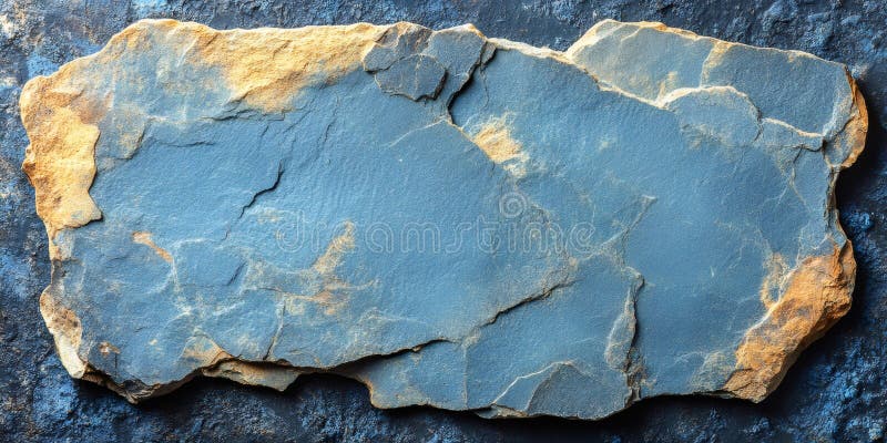 Blue Gold Slate Rock Displaying Intricate Layering, Resting Against ...