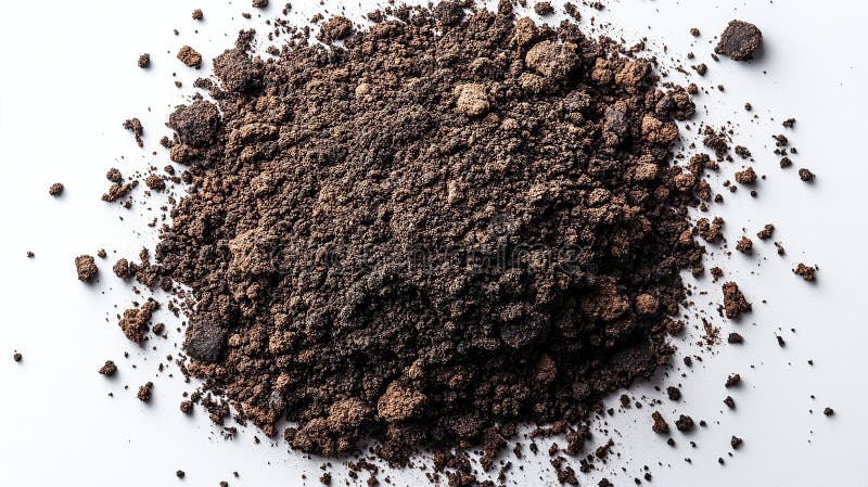 Close-up View of a Pile of Dark Brown Soil Isolated on a White ...