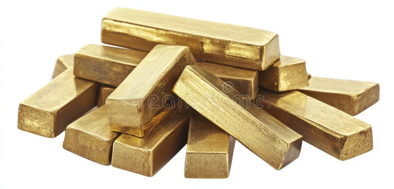 Pile of Gold Colored Metal Bars on White Background Stock Illustration ...