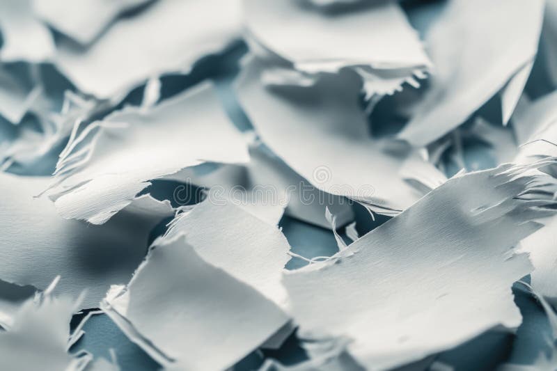 A Close-up View of a Pile of Torn Paper with Fibers and Edges Visible ...
