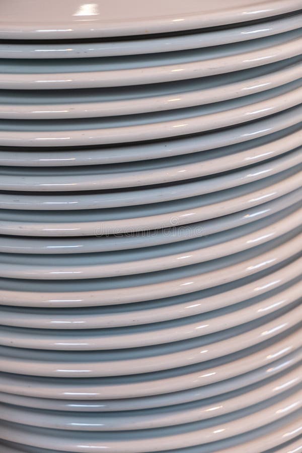 Close-up View of a Pile of White Porcelain Plates Stock Image - Image ...