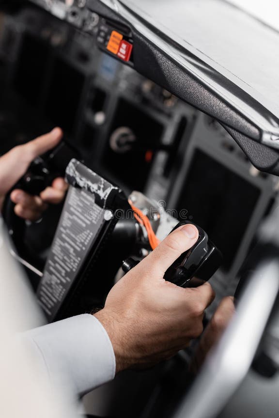 Close Up View of Pilot Using Stock Image - Image of cropped, control ...