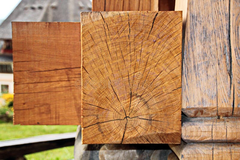 A Close-up View of Pine Logs Stacked Horizontally and the Structure of ...