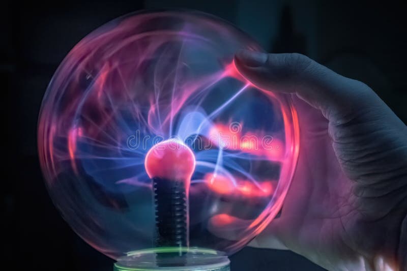 Close-up View on Plasma Ball. Physics Concept Stock Image - Image of ...