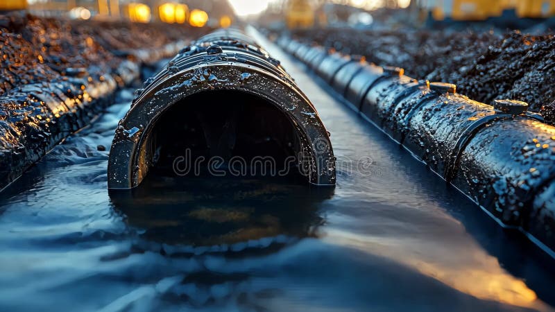 Close-up View of a Plastic Sewer Pipe Laid in a Trench at a ...