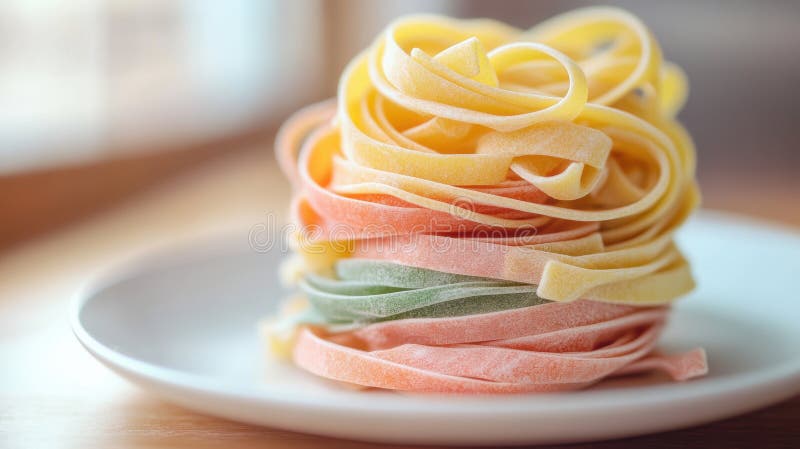 A Close-up View of a Plate Showcasing a Stack of Delicious Pasta ...