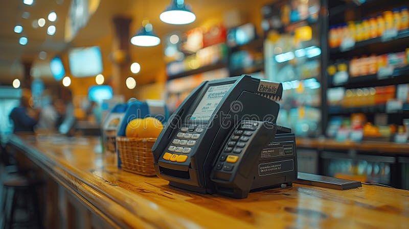 Point of Sale System in a Store Stock Illustration - Illustration of ...