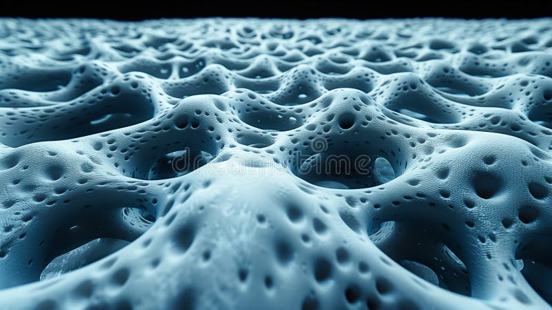 A Close-up View of a Porous, Blue Surface with Intricate Patterns and ...