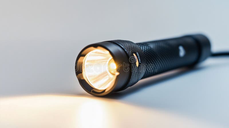 A Close-up View of a Portable Hand-crank Flashlight Resting on a Flat ...