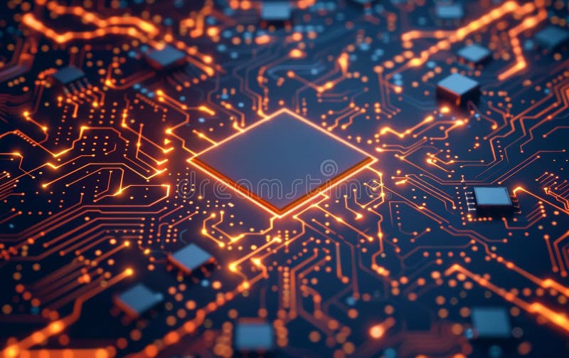 A Close-up View of a Powerful Microprocessor Surrounded by a Maze of ...