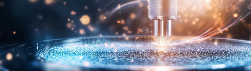 A Close-up View of a Precise Laser Tool Illuminating a Reflective ...