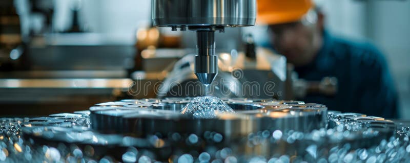 Close-up View of a Precision Diamond Cutting Process in an Industrial ...