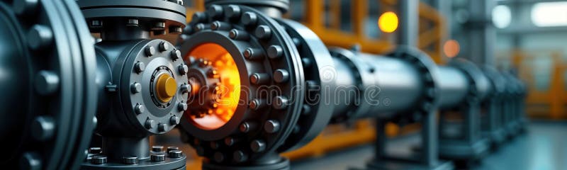 Close-up View of Pressurized Refinery Valve Processing Fuel. Detailed ...