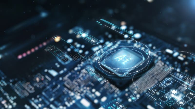 Close-up View of the Processor with Artificial Intelligence. Stock ...