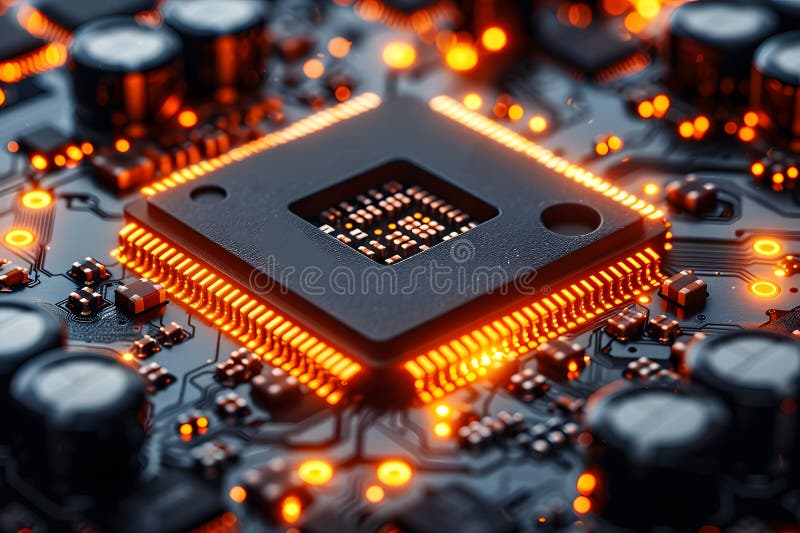 Close Up View of a Processor Chip. Generative AI Stock Illustration ...