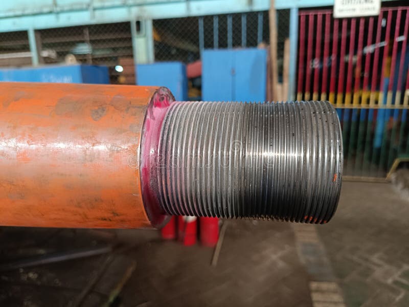 Close-up View of a Propeller Shaft Tip with Detailed Threads Undergoing ...