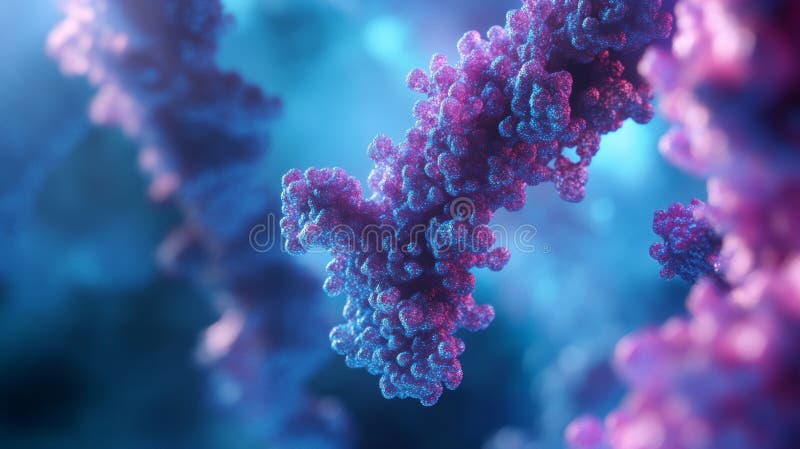 Close Up View of Protein Molecules Under a Microscope a Realistic ...
