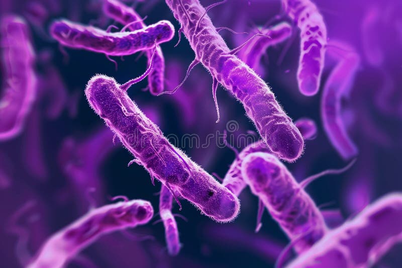Microscopic View of Purple Bacteria Stock Illustration - Illustration ...
