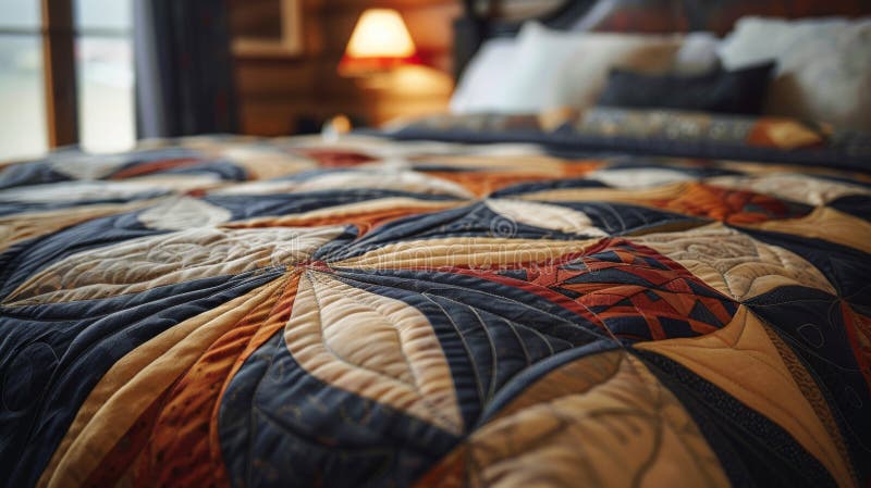 Close Up View of Quilted Material Stock Image - Image of stitching ...