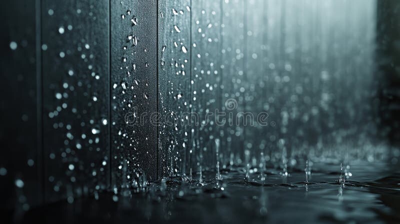 Rainy Day Abstract Dark Teal Gray Water Drops Cascading Down Textured ...