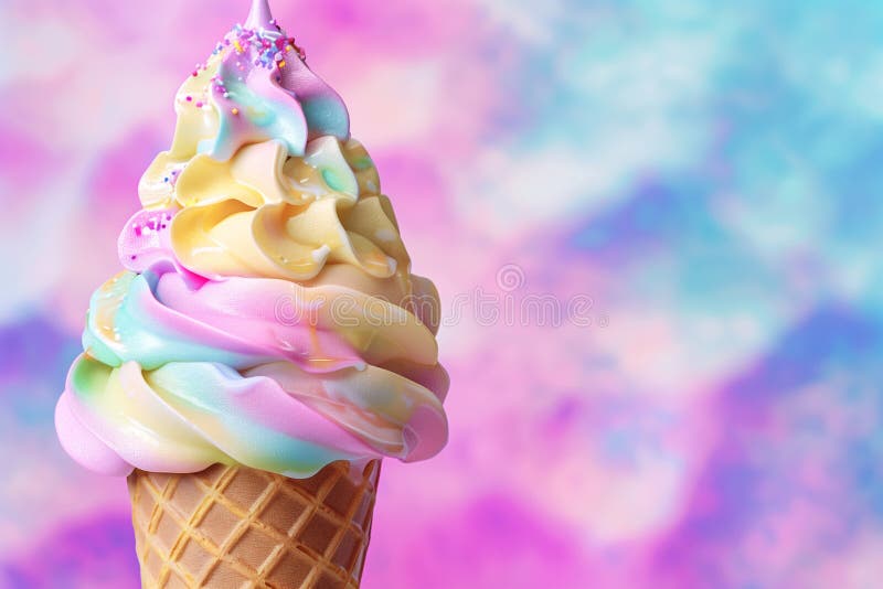 Close Up View of Rainbow Colored Ice Cream. by Generative Ai Stock ...