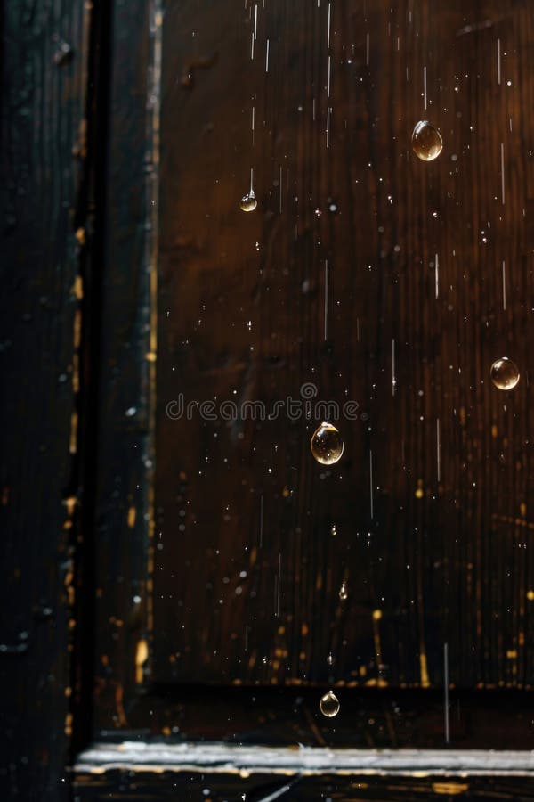 A Close-up View of a Rainy Window with Raindrops Glistening on the ...