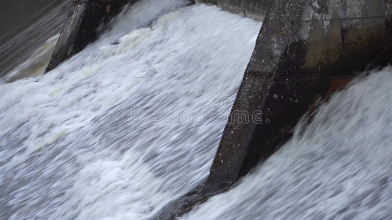 Close-up View of Rapid Water Flow on Concrete Waterfall Cascade Stock ...