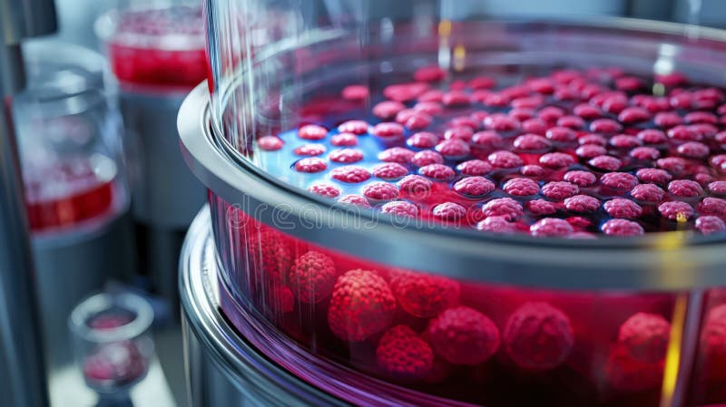 Close-up View of Raspberries in a Laboratory Setting, Showcasing ...