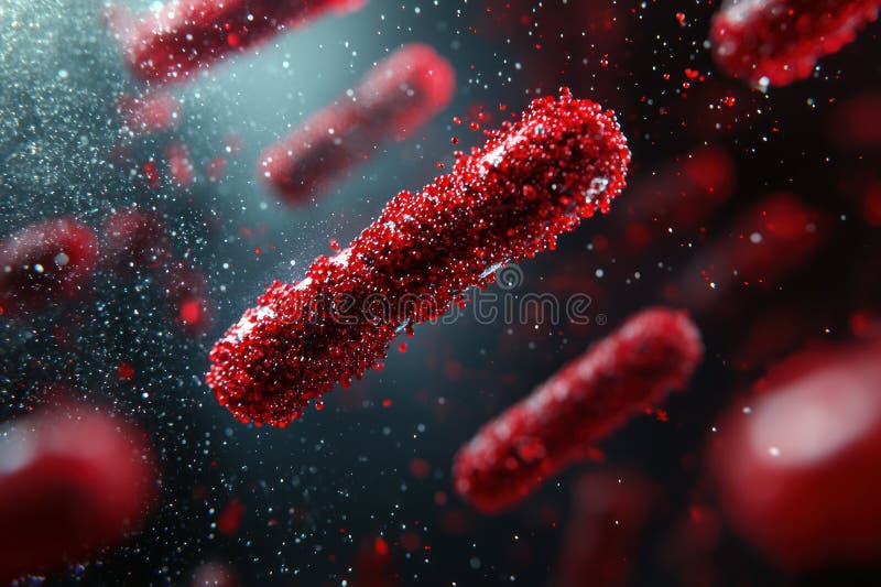 Close Up View of Red Bacteria in Dynamic Environment, Showcasing ...
