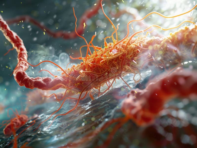 Close-up View of Red Bacteria in a High-detail Micrograph Stock Image ...