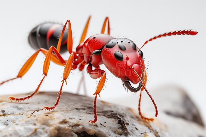 A Close Up View of a Red and Black Ant on a Rock Stock Illustration ...
