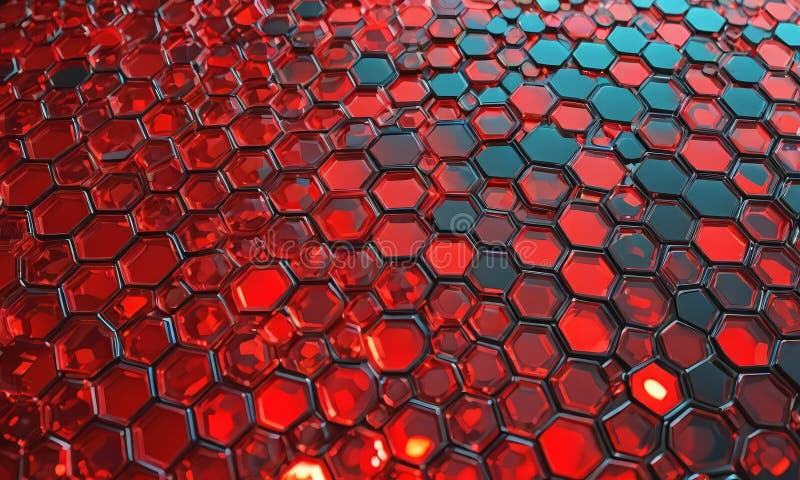 Close-up View Red and Black Hexagonal Pattern, with the Red Hexagons ...