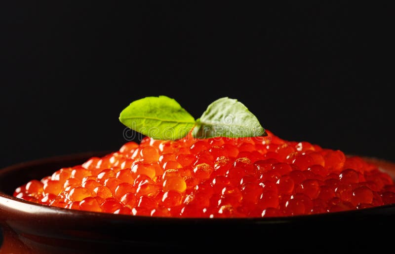 Close-up View of Red Caviar in Pot. Stock Image - Image of seafood ...