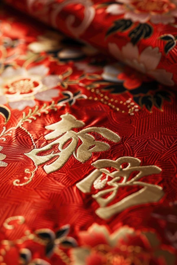 Red Cloth with Gold Writing Stock Image - Image of marketing ...