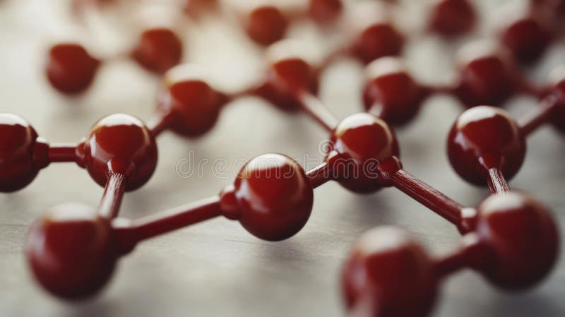 Close-up View of Red Molecules Arranged on a Table Representing Science ...