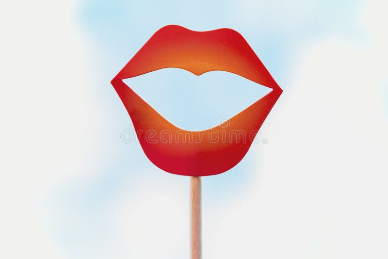 Close Up View of a Red Paper Lips Photo Booth Props Stock Image - Image ...