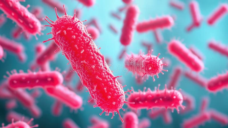 Close-up View of Red Rod-shaped Bacteria Against a Blue Background ...