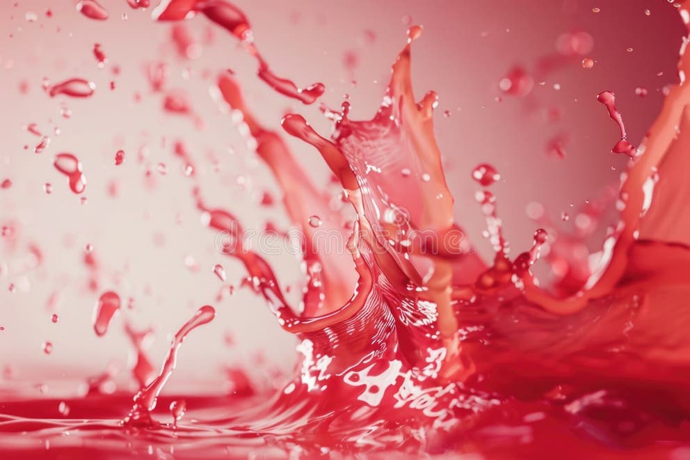 A Close-up View of a Red Substance Splattered on a Red Surface Stock ...