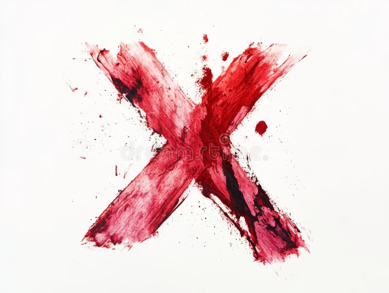 A Close-up View of a Red X Symbol Created with Spray Paint, Featuring ...