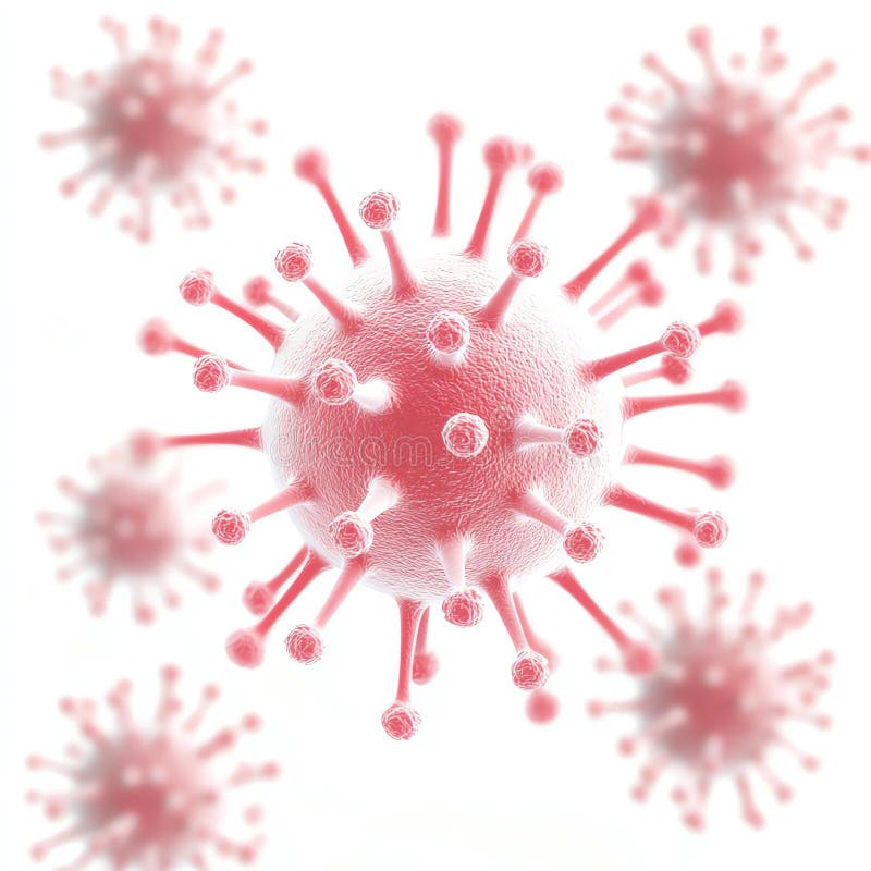 Closeup View of Red Virus Particles on a White Background Illustrating ...
