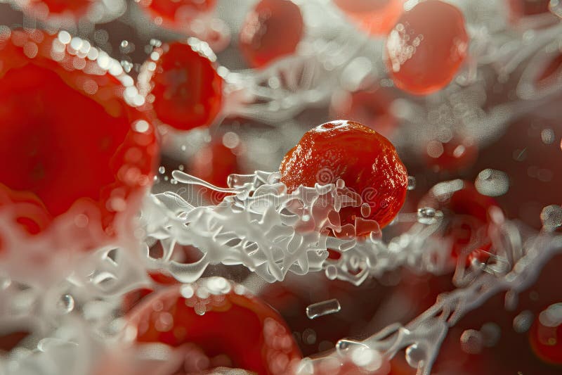 A Close-up View of Red and White Cells in the Style of Medical ...
