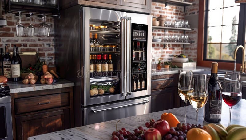 Close Up View of Refrigerator Featuring a Sophisticated Built in ...