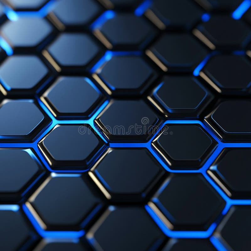 Abstract Hexagon Pattern Dark Blue and Black Geometric Background with ...