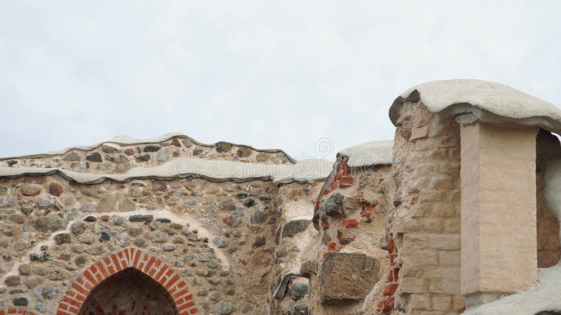 Close-up View of a Restored Castle Lime Mortar Masonry Wall Stock Video ...