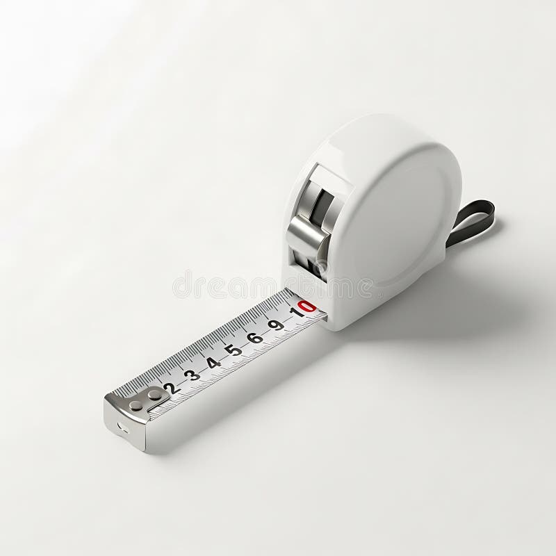 Close-Up View of a Retractable Tape Measure with a White Casing on a ...