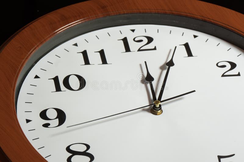 Close-up View on Retro Clock after Twelve. Stock Image - Image of time ...