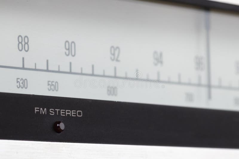 Close-Up of Vintage Stereo Tuner with Frequency Dial and Tuning Knob ...