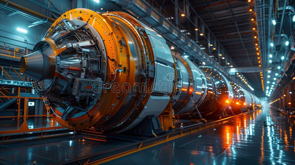 Close-Up View of Reusable Rocket Engines Undergoing Maintenance in a ...